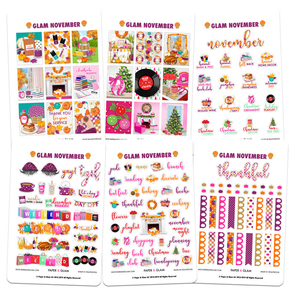 Glam November Planner Kit – Paper & Glam | Planners, Stickers ...