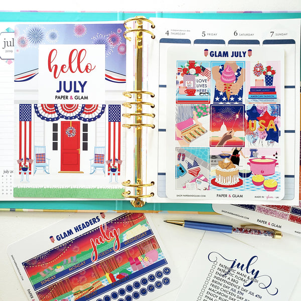 Glam July Planner Kit – Paper & Glam | Planners, Stickers, & Seasonal ...