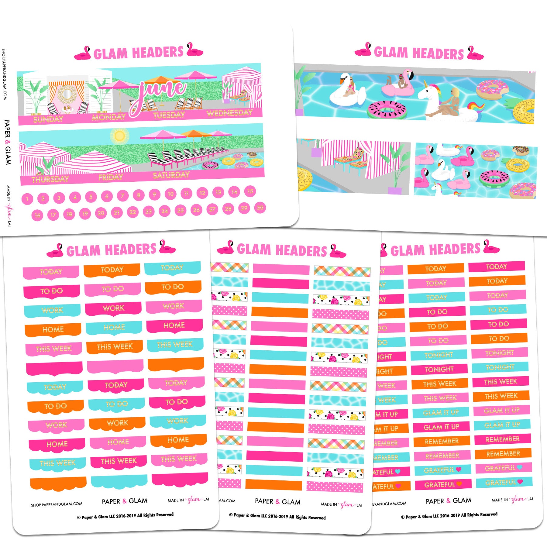Gold Foil Glam June Headers Planner Stickers – Paper & Glam | Planners ...
