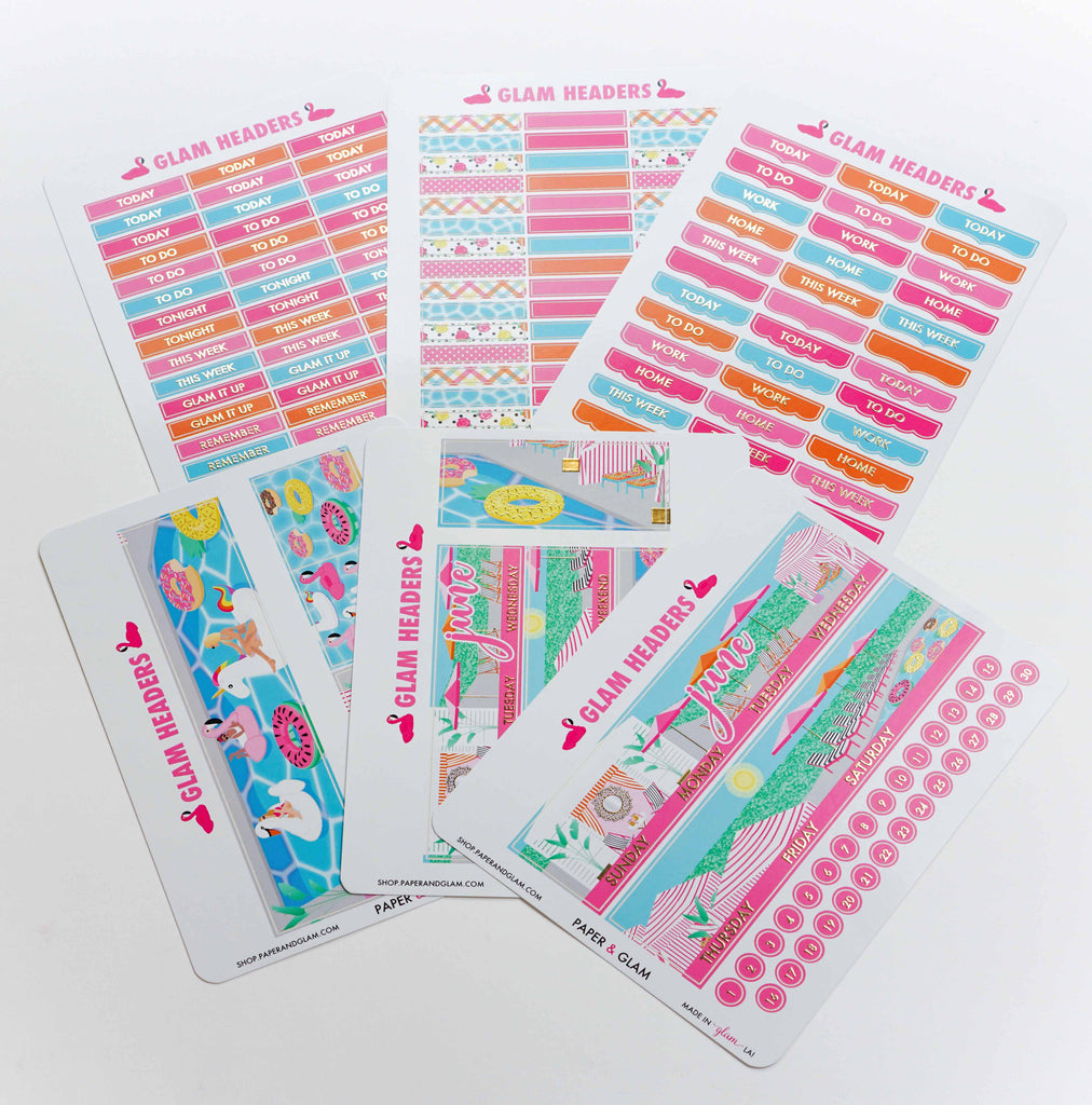 Gold Foil Glam June Headers Planner Stickers – Paper & Glam | Planners ...